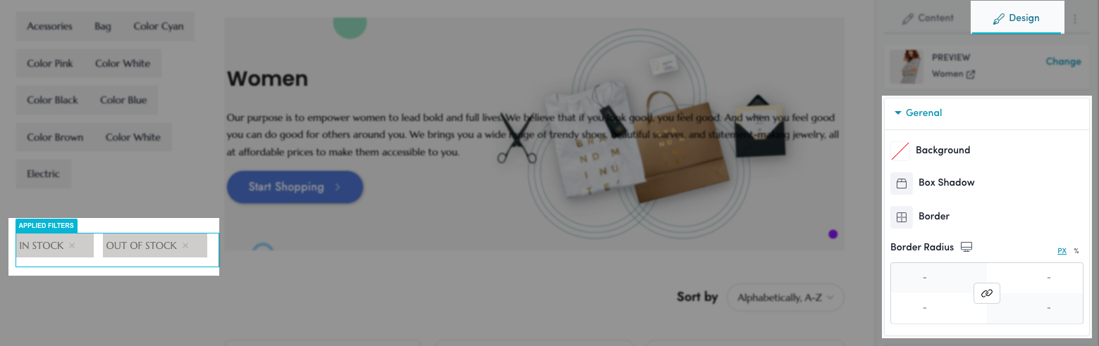 Applied Filters | EComposer Landing Page Builder