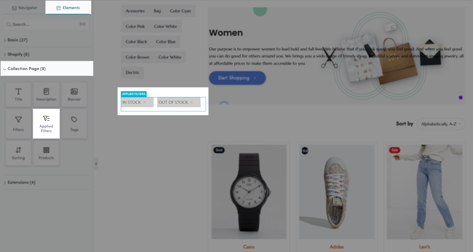 Applied Filters | EComposer Landing Page Builder
