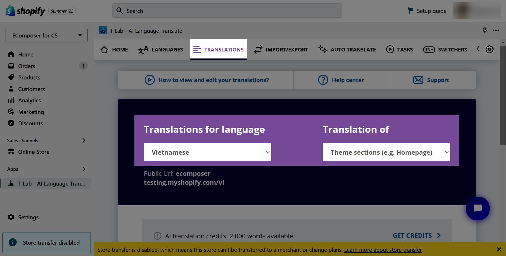 Translate EComposer Pages using third-party apps | EComposer Landing Page Builder
