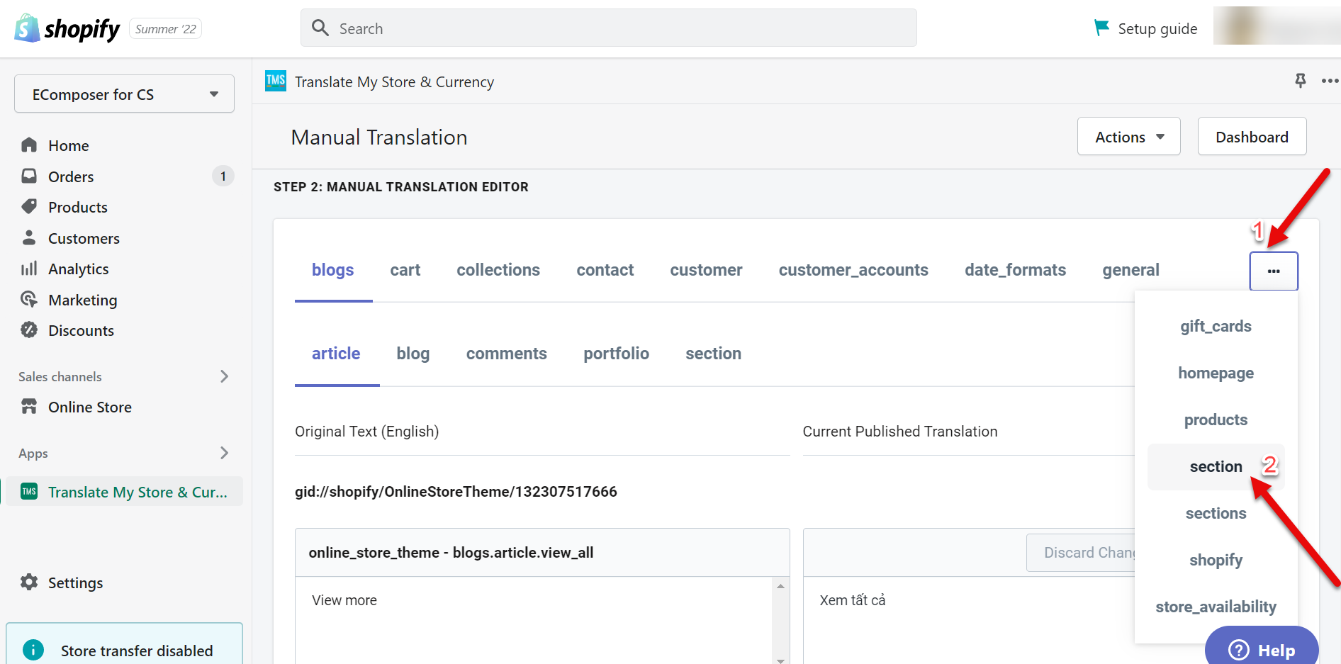 Translate EComposer Pages using third-party apps | EComposer Landing Page Builder