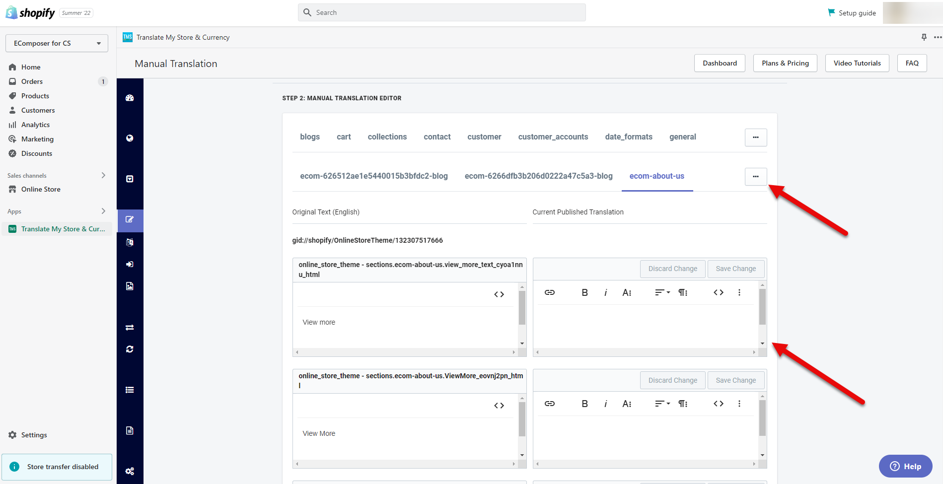 Translate EComposer Pages using third-party apps | EComposer Landing Page Builder