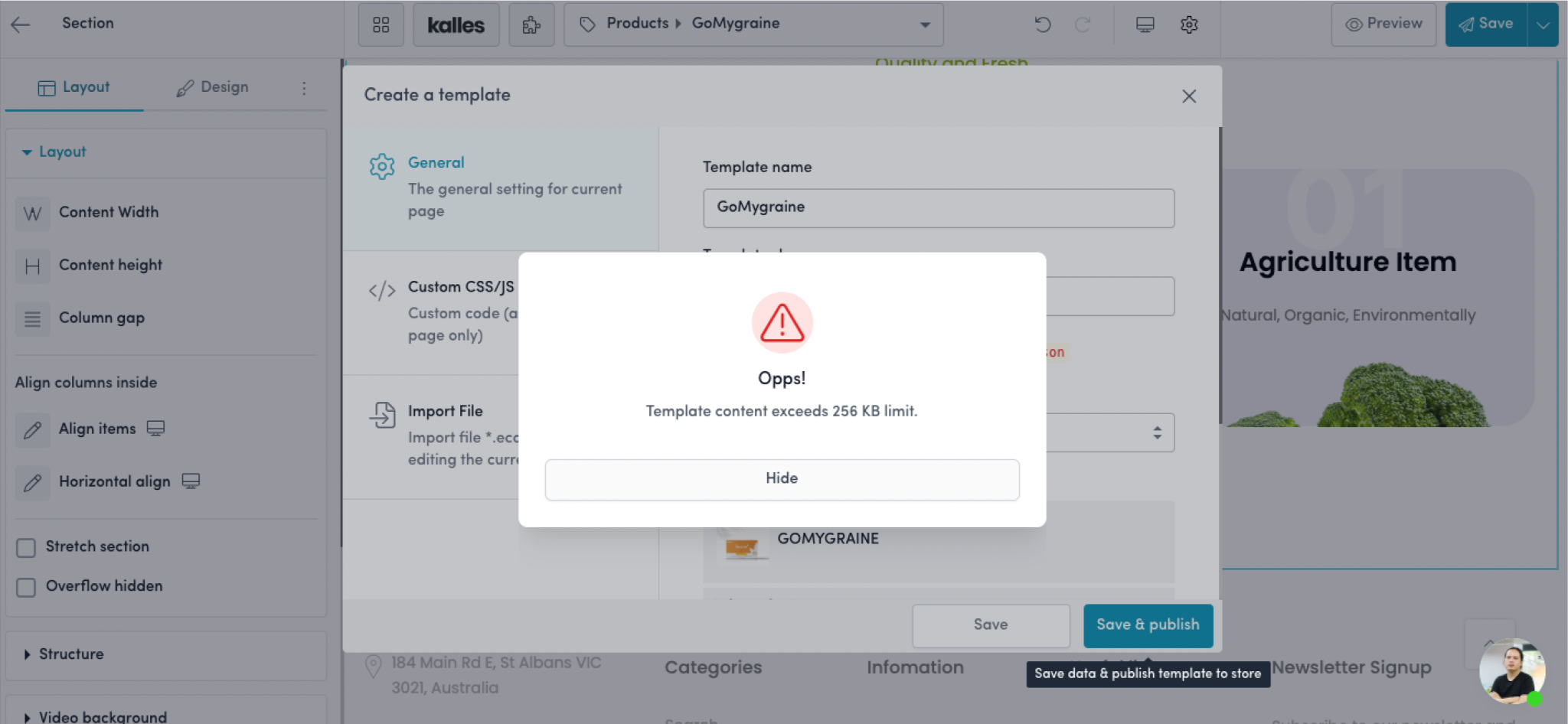 Resolve error: “Template content exceeds 256KB limit”? | EComposer ...