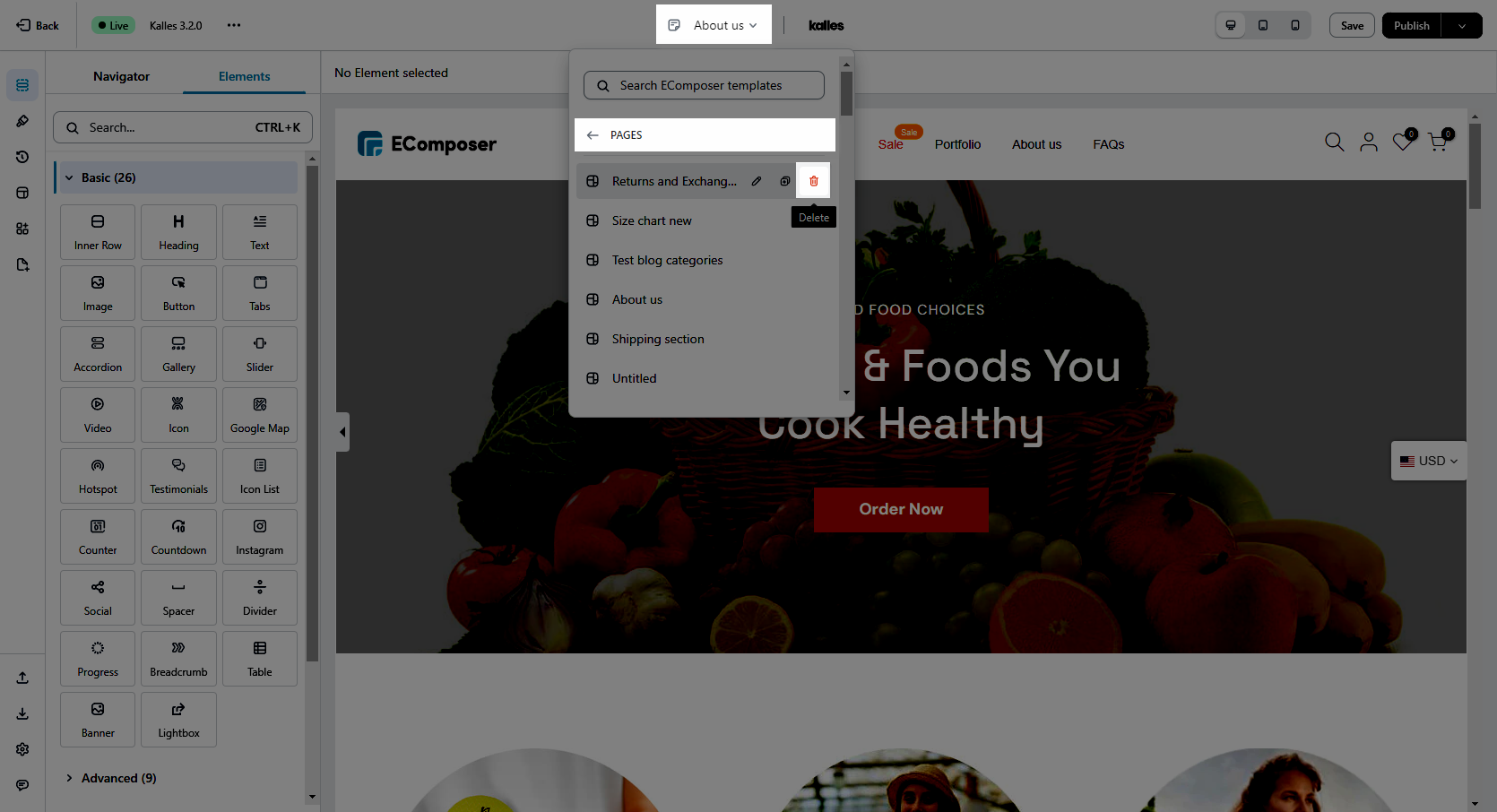 How to delete a page/template? | EComposer Landing Page Builder