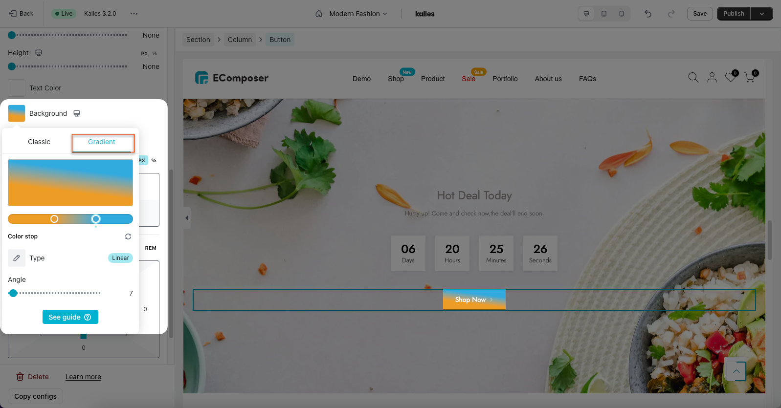 How to create Gradient Backgrounds for Buttons? | EComposer Landing ...