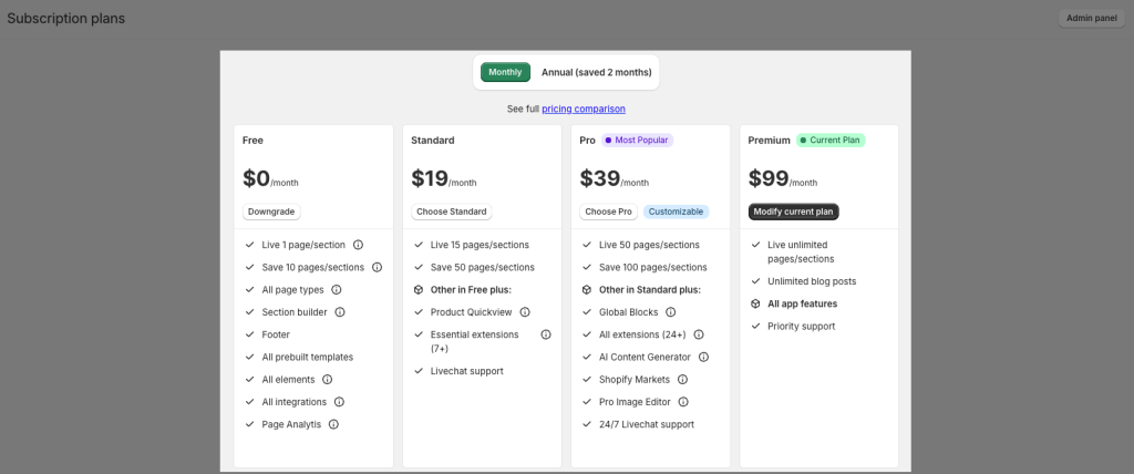 Subscription Plans | EComposer Landing Page Builder