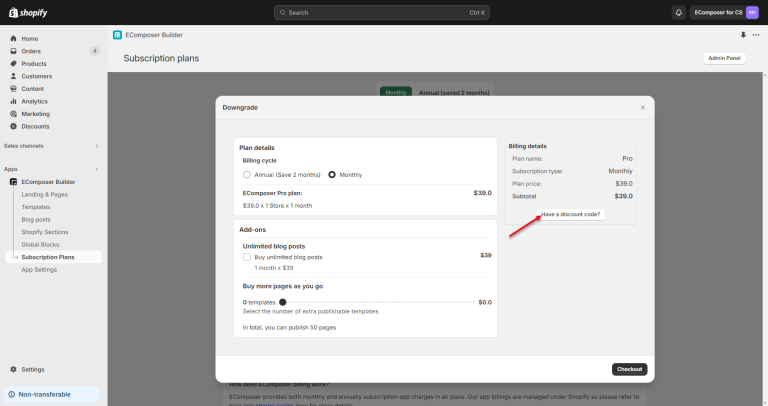 How to upgrade to EComposer paid plan? | EComposer Landing Page Builder