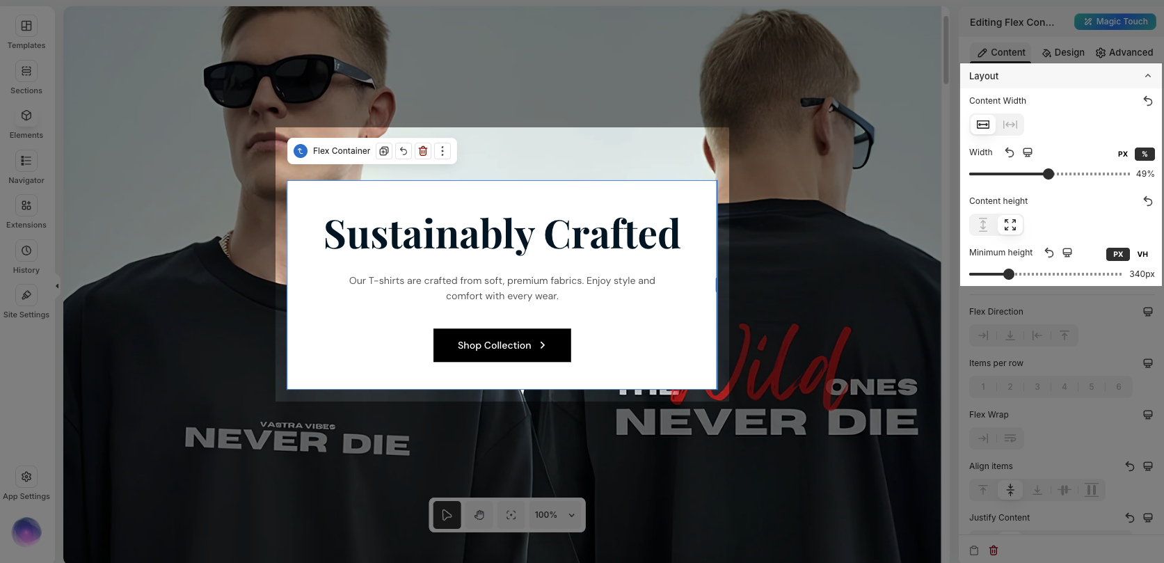 Layout with Flexbox Container | EComposer Landing Page Builder